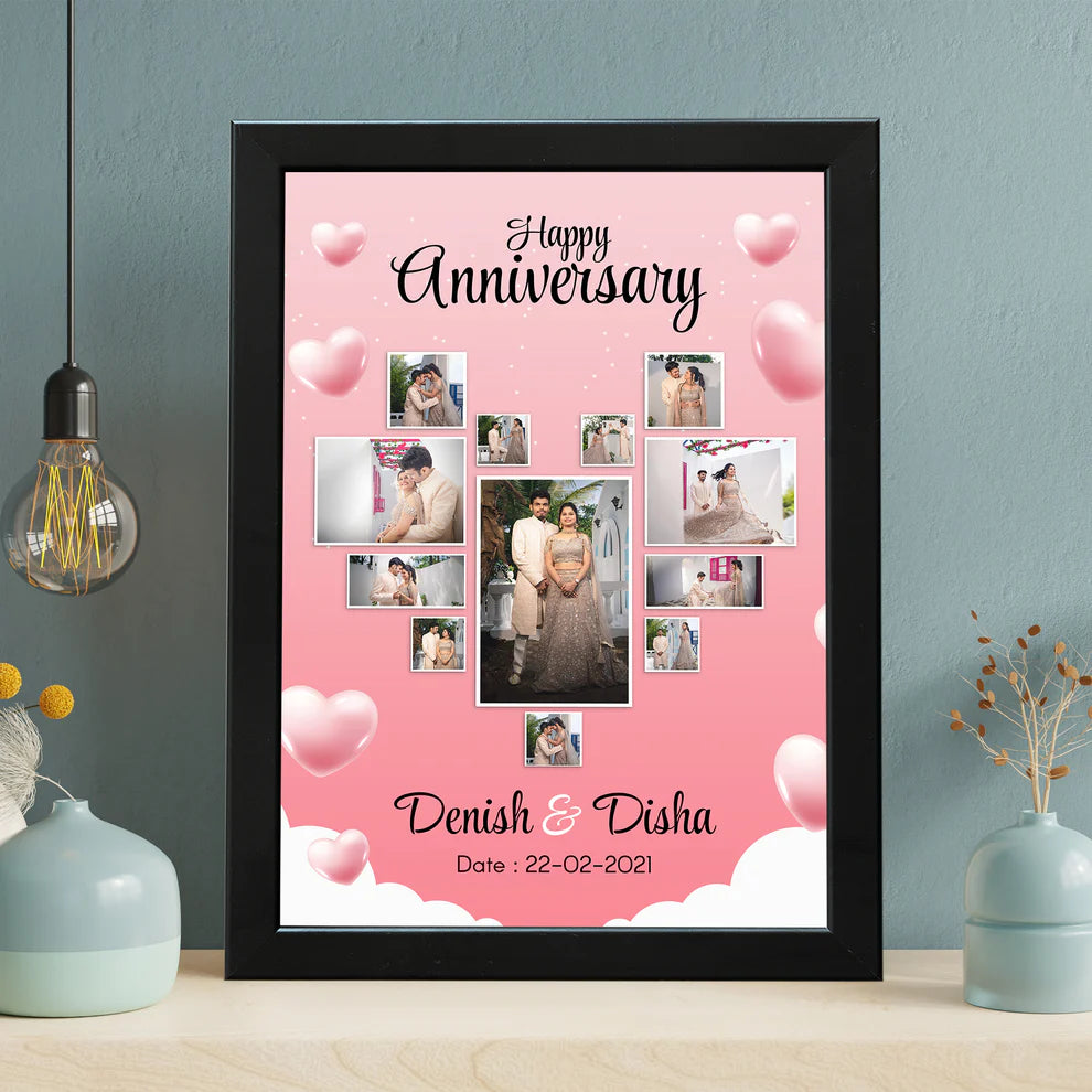 Love Them Heart Shape Collage Anniversary Photo Frame (10x14 inch) – WOOPME